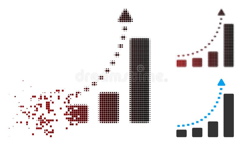 Dissolved Pixel Halftone Bar Chart Positive Trend Icon Stock Vector ...
