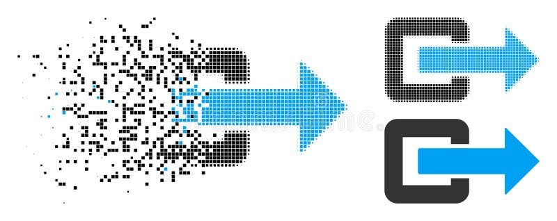 Dissolved Pixel Halftone Exit Direction Icon Stock Vector ...