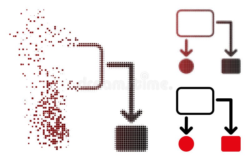 Dissolved Pixel Halftone Flowchart Scheme Icon Stock Vector ...