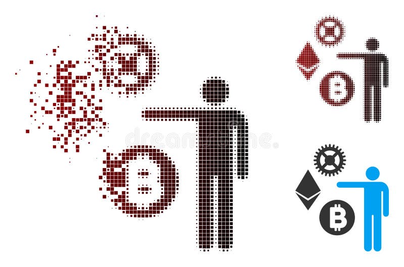 Dissolved Pixel Halftone Person Show Cryptocurrency Icon Stock Vector ... Dissolved Pixel Halftone Person Show Cryptocurrency Icon Stock Vector ...