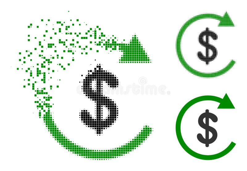 Dissolved Pixelated Dollar Repay Icon with Halftone Version Stock ...