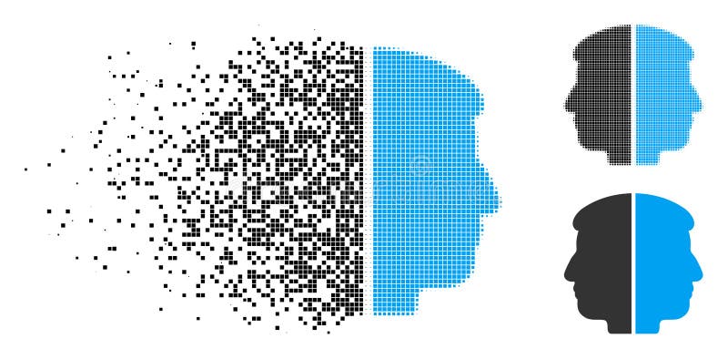 Dissolved Pixelated Halftone Dual Face Icon Stock Vector - Illustration ...