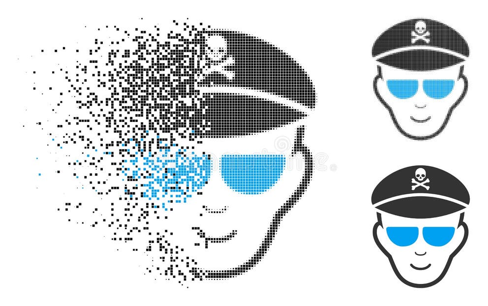 Dissolved Pixelated Halftone Evil Soldier Face Icon with Face Stock ...