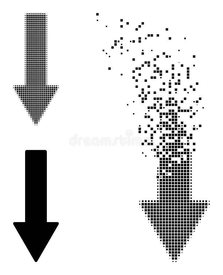 Dissolved Pixelated and Original Down Arrow Icon Stock Vector ...