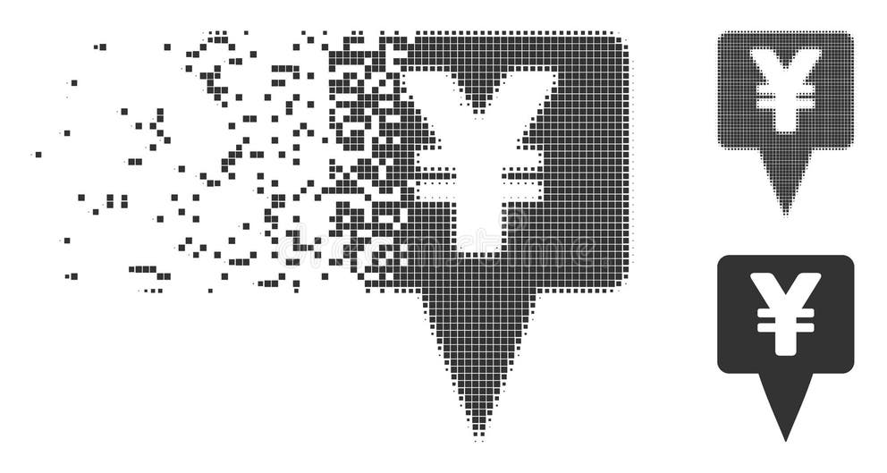 Yen Map Pointer Decomposed Pixel Halftone Icon Stock Vector ...