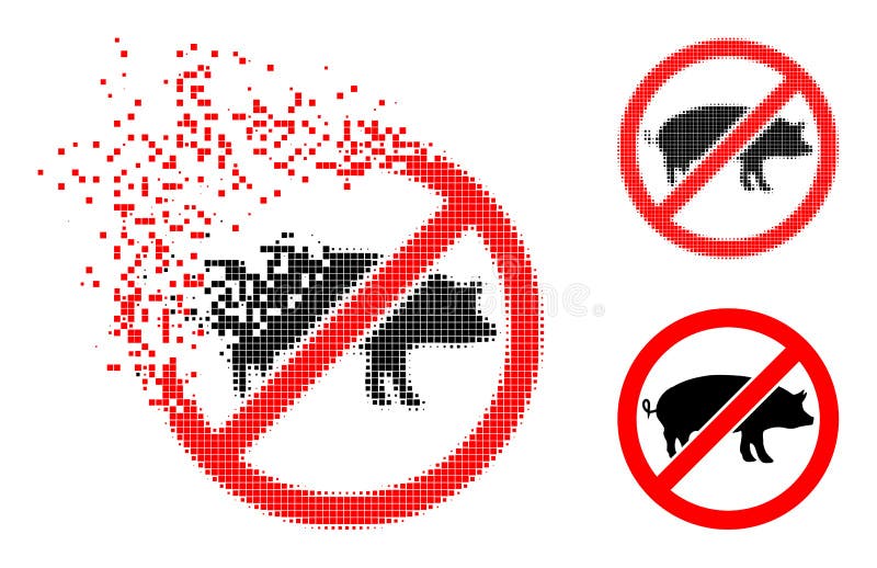 Dissolving Dot No Pig Icon with Halftone Version Stock Vector ...