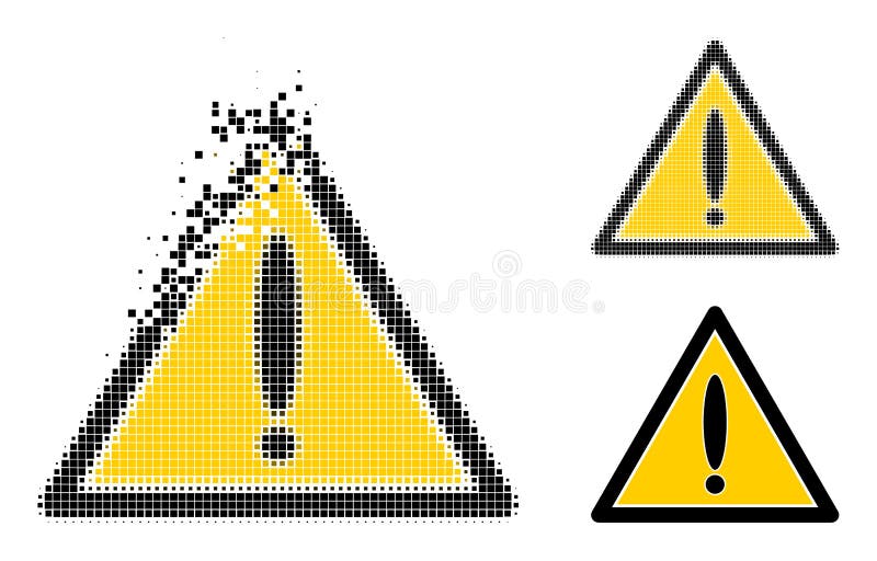 Dissolving Dotted Danger Triangle Glyph with Halftone Version Stock ...