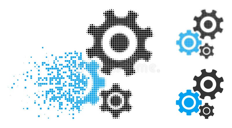 Dissolving Dotted Halftone Gear Mechanism Icon Stock Vector ...