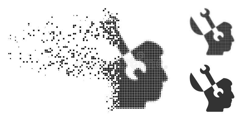Dissolving Dotted Halftone Mind Wrench Tools Icon Stock Vector ...