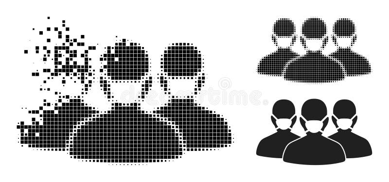 Dissolving Dotted Mask People Group Glyph With Halftone Version Stock