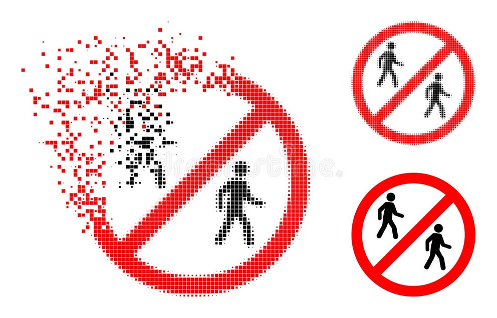 Dissolving Dotted Stop Pedestrian Men Glyph with Halftone Version Stock ...