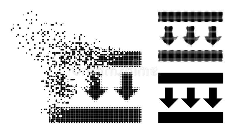 Dissolving and Halftone Pixel Pressure Down Icon Stock Vector ...