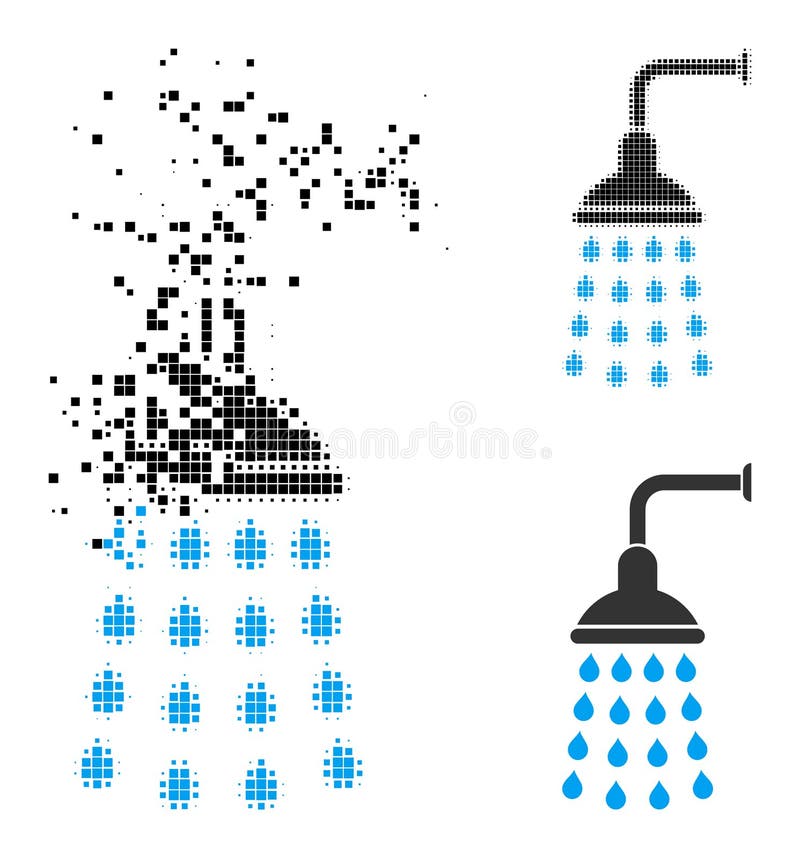 Dissolving and Halftone Pixel Shower Icon Stock Vector - Illustration ...
