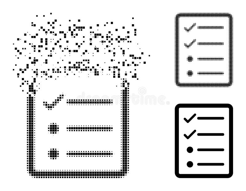 Dissolving and Halftone Pixelated Checklist Page Icon Stock Vector ...