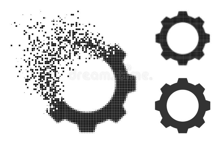 Dissolving and Halftone Pixelated Gear Icon Stock Vector - Illustration ...