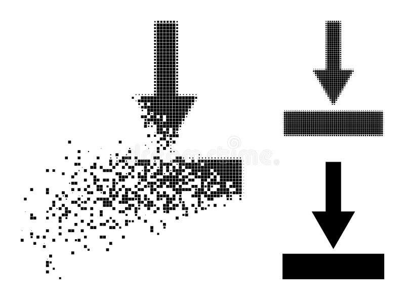 Dissolving and Halftone Pixelated Move Bottom Icon Stock Vector ...