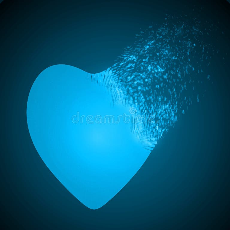 Dissolving Heart Shape. Blue Version. Stock Vector - Illustration of ...