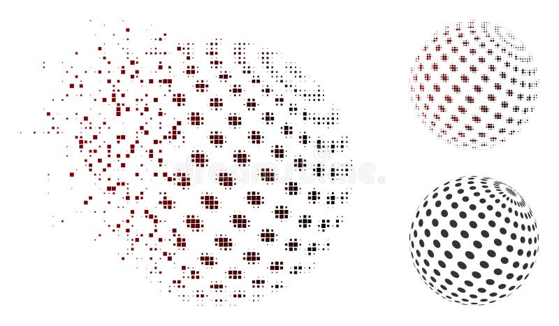 Dissolving Pixel Halftone Abstract Dotted Sphere Icon Stock Vector ...