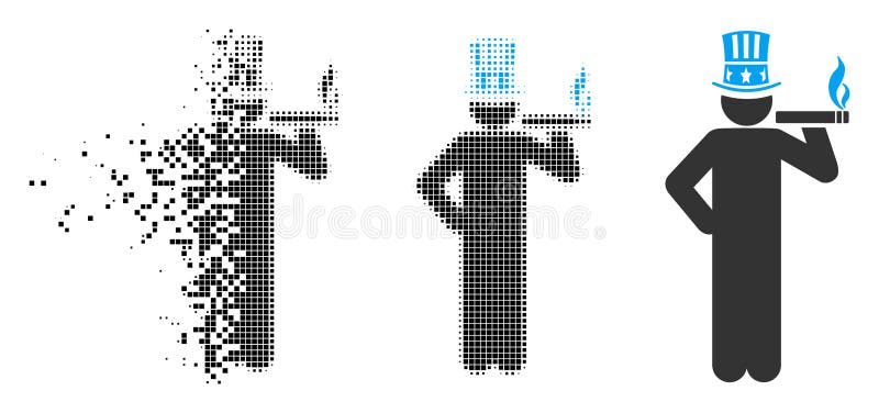 Dissolving Pixel Halftone American Capitalist Icon Stock Vector ...
