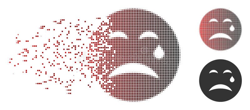 Dissolving Pixel Halftone Cry Smiley Icon Stock Vector - Illustration ...