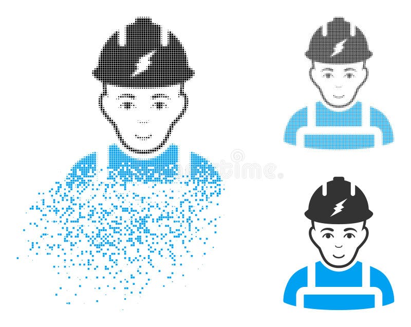 Dissolving Pixel Halftone Electrician Icon with Face Stock Vector ... Dissolving Pixel Halftone Electrician Icon with Face Stock Vector ...
