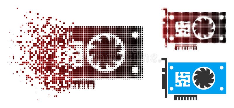 Dissolving Pixel Halftone GPU Accelerator Card Icon Stock Vector ...