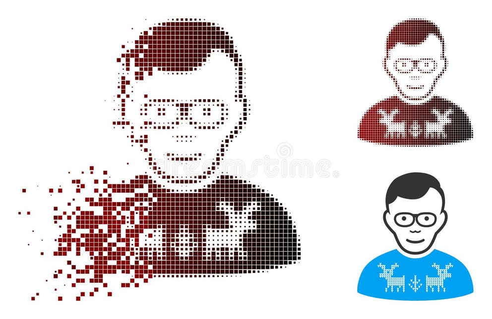 Dissolving Pixel Halftone Nerd Guy Icon Stock Vector - Illustration of ...