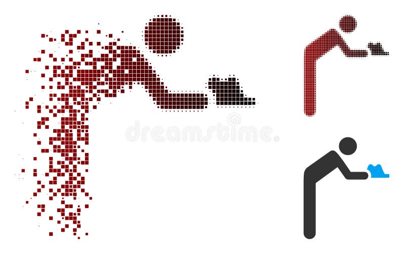 Dissolving Pixel Halftone Servant Person Icon Stock Vector ...