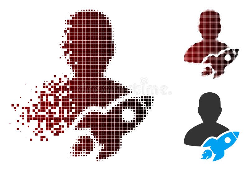 Dissolving Pixel Halftone Startuper Icon Stock Vector - Illustration of ...