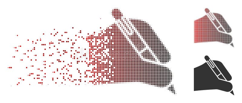 Dissolving Pixel Halftone Subscribe Hand Icon Stock Vector ...