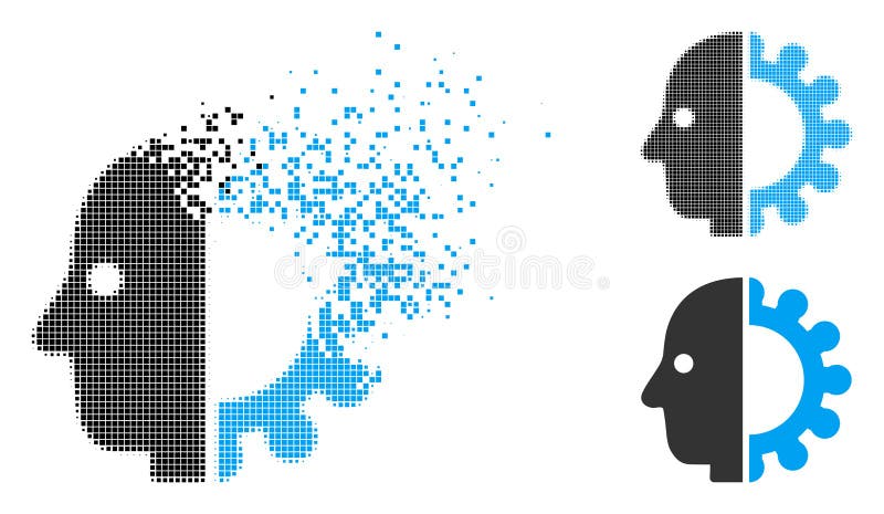 Dissolving Pixelated Halftone Cyborg Head Icon Stock Vector ...