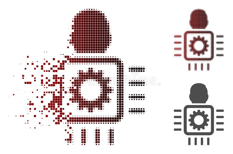 Dissolving Pixelated Halftone Cyborg Processor Icon Stock Vector ...