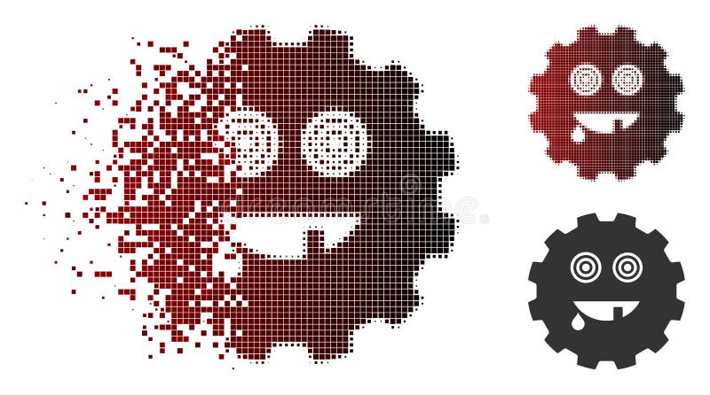 Dissolving Pixelated Halftone Maniac Smiley Gear Icon Stock Vector ... Dissolving Pixelated Halftone Maniac Smiley Gear Icon Stock Vector ...