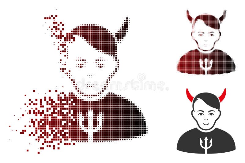 Dissolving Pixelated Halftone Satan Icon with Face Stock Vector ...