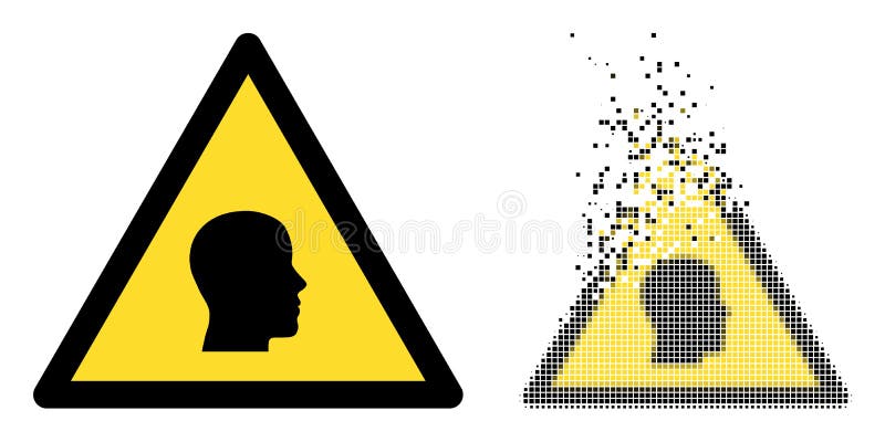 Dissolving Pixelated and Original Man Warning Icon Stock Vector ...
