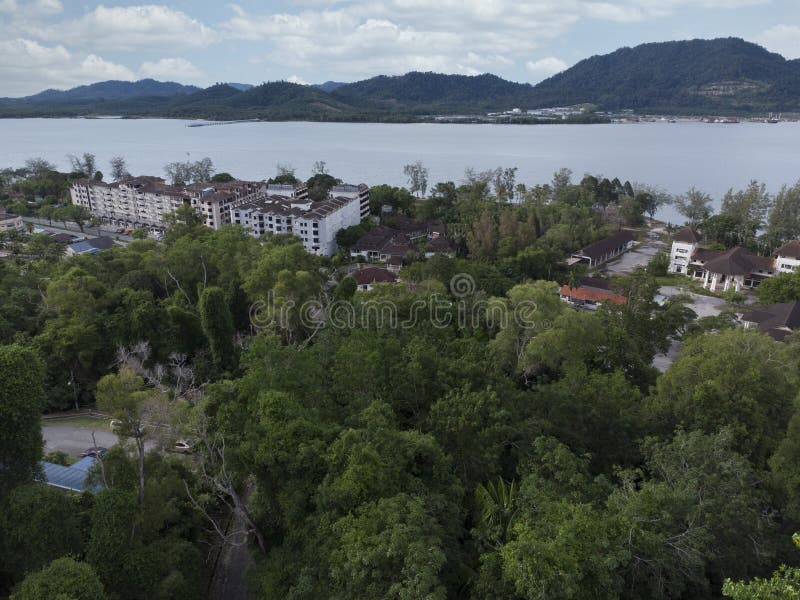 Distance Aerial View of the Coastal Town. Stock Photo - Image of ...