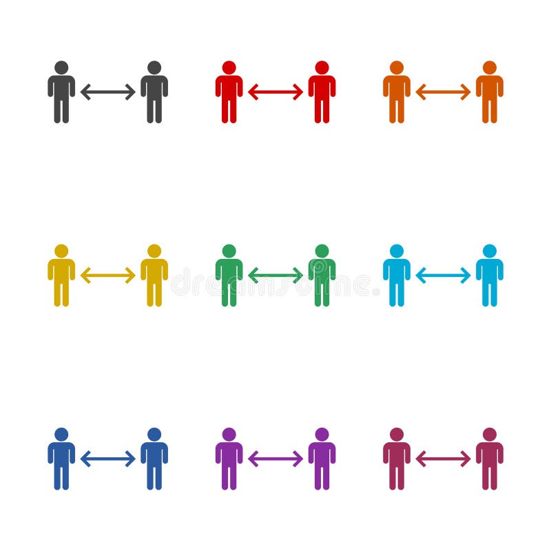 Distance Color Icon Set Isolated on White Background Stock Vector ...