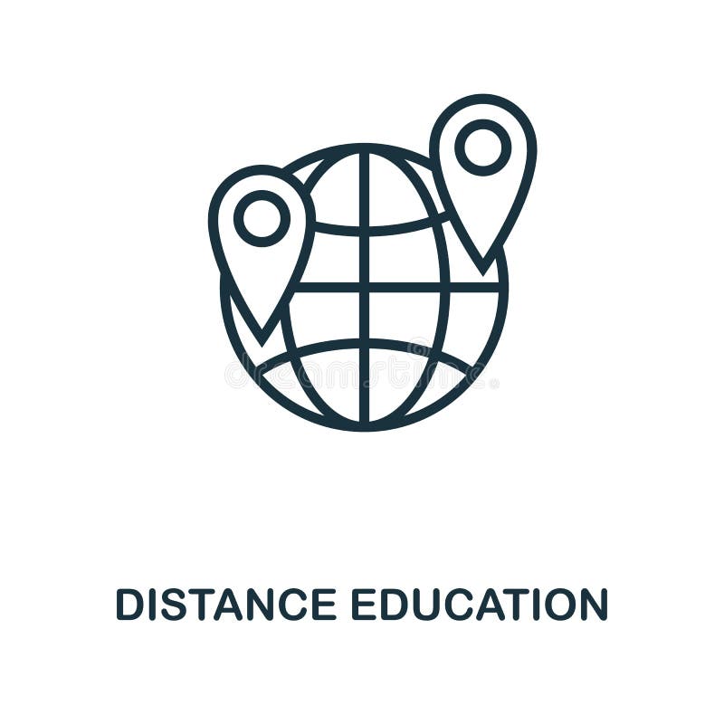 Distance Education Icon Outline Style. Thin Line Creative Distance ...