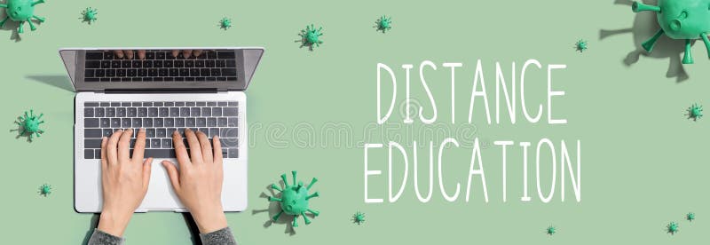 Distance Education with Person Using Laptop Computer Stock Photo ...