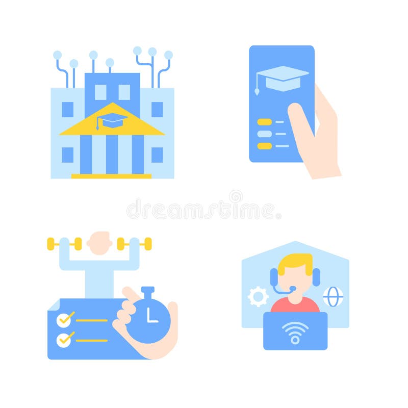 Distance Education Glyph Ui Icons Set for Dark, Light Mode Stock Vector ...