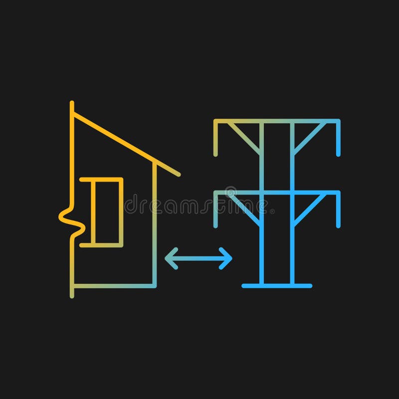 Distance from Electric Lines Gradient Vector Icon for Dark Theme Stock ...