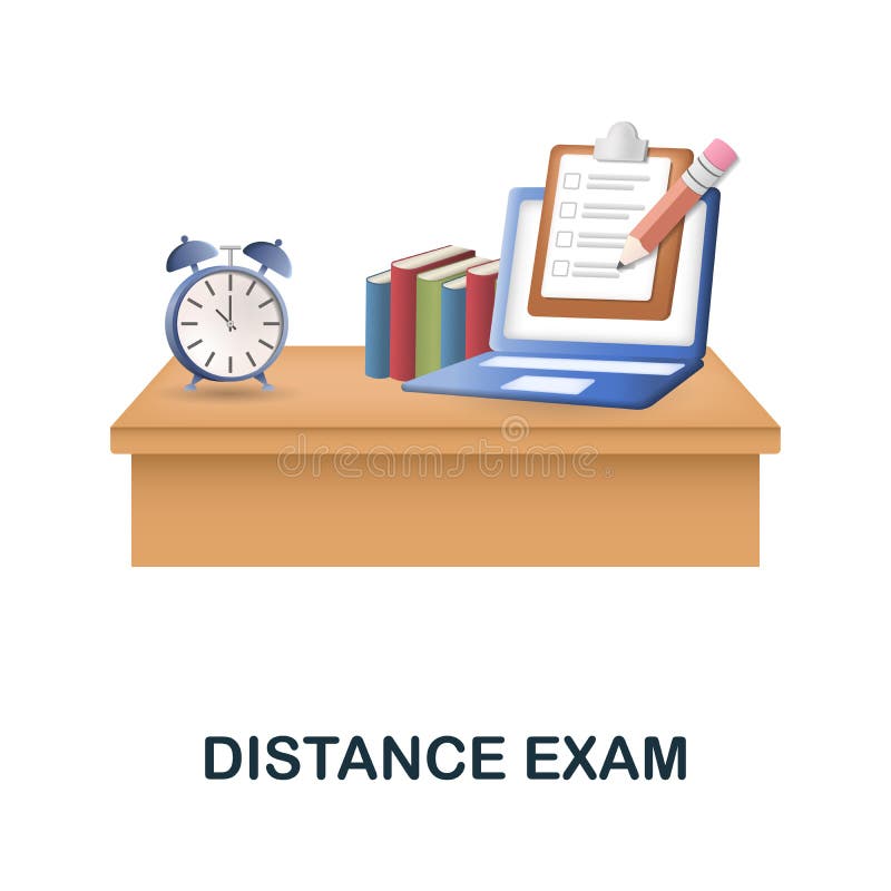 Distance Exam Icon. 3d Illustration from E-learning Collection Stock ...