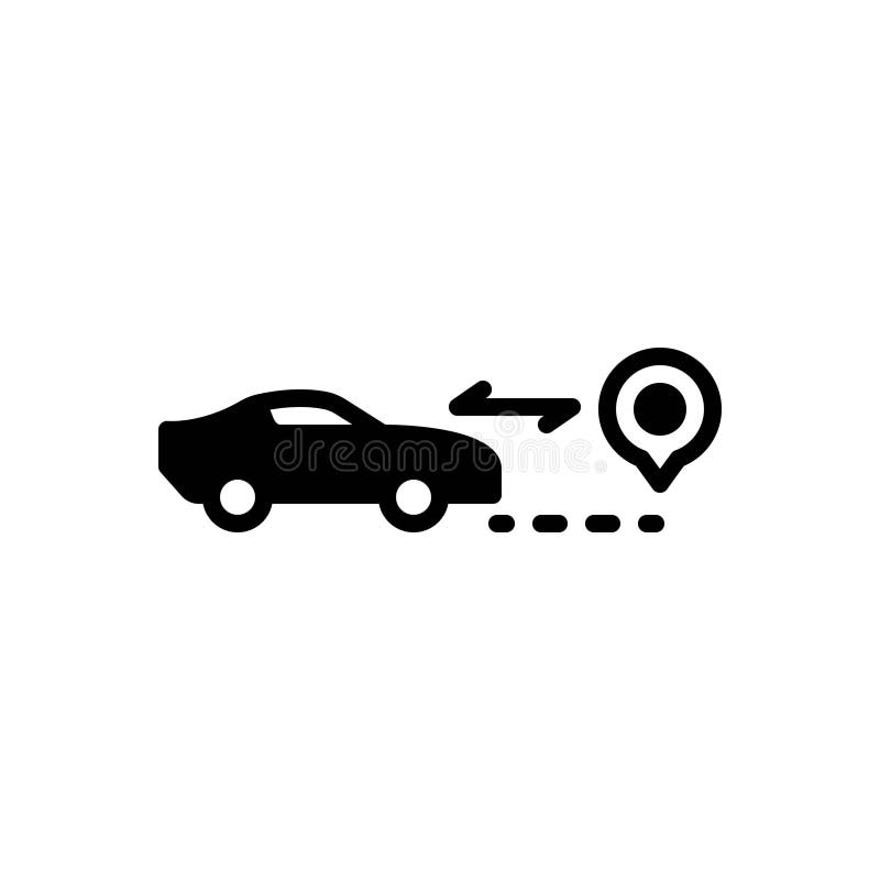Black Solid Icon for Distance, Car Travel and Street Stock Illustration ...