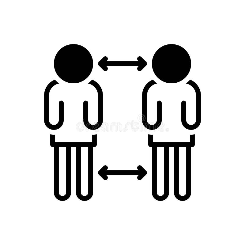 Black Solid Icon for Distance, People and Social Distance Stock Vector ...