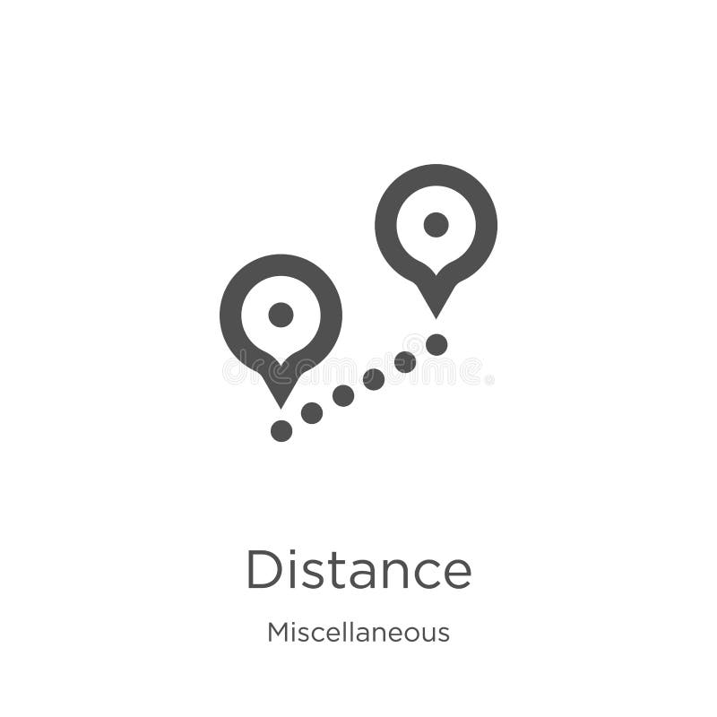 Distance Icon Vector from Miscellaneous Collection. Thin Line Distance ...