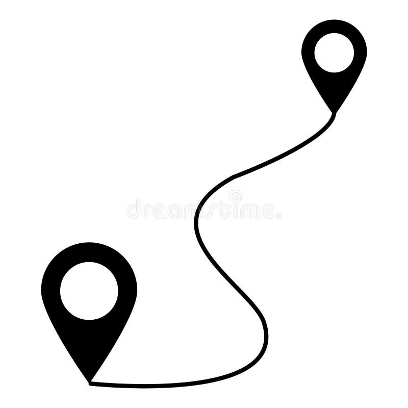 Black Route Location Icon on White Background. Flat Style. GPS ...