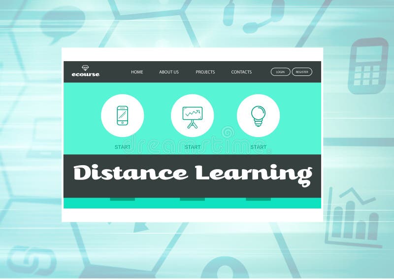 Distance Learning App Interface Stock Illustration - Illustration of ...