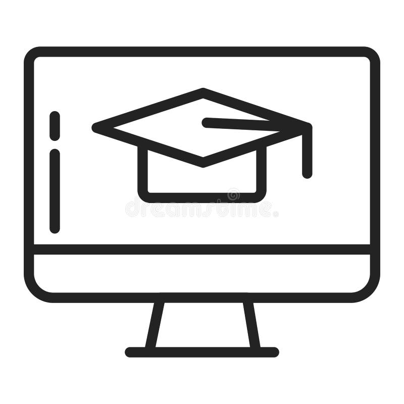 Distance Learning Black Line Icon. Online Training Courses. Home ...