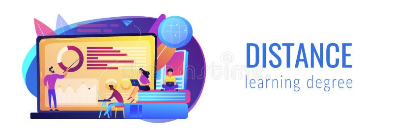 Distance Learning Concept Banner Header. Stock Vector - Illustration of ...