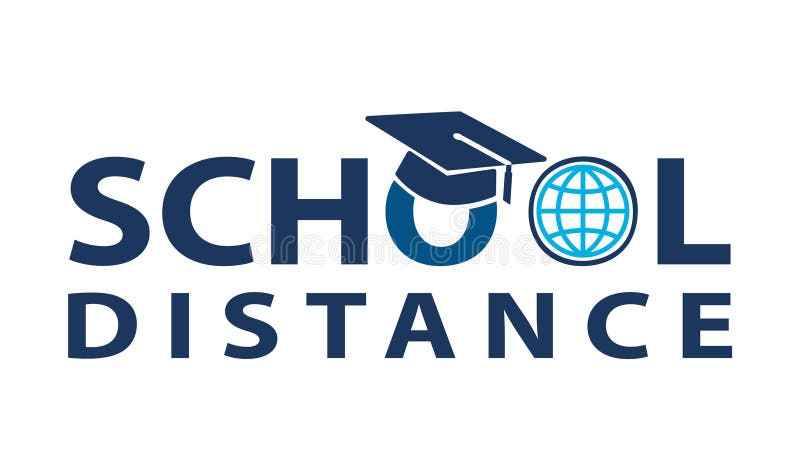 Distance Learning Concept with Graduation Cap Icon Stock Vector - Illustration of digital ...